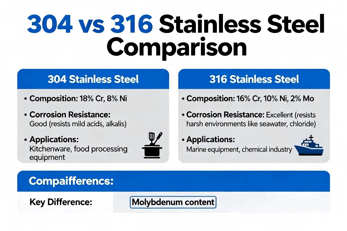 304 vs 316 Stainless Steel: Differences & Which Is Better